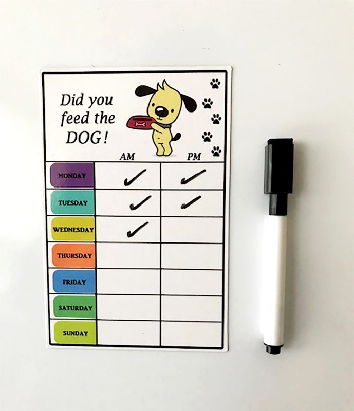 Dog Feeding Chart ‘Did You feed the Dog ‘ Unique Dry Wipe Flexible ...
