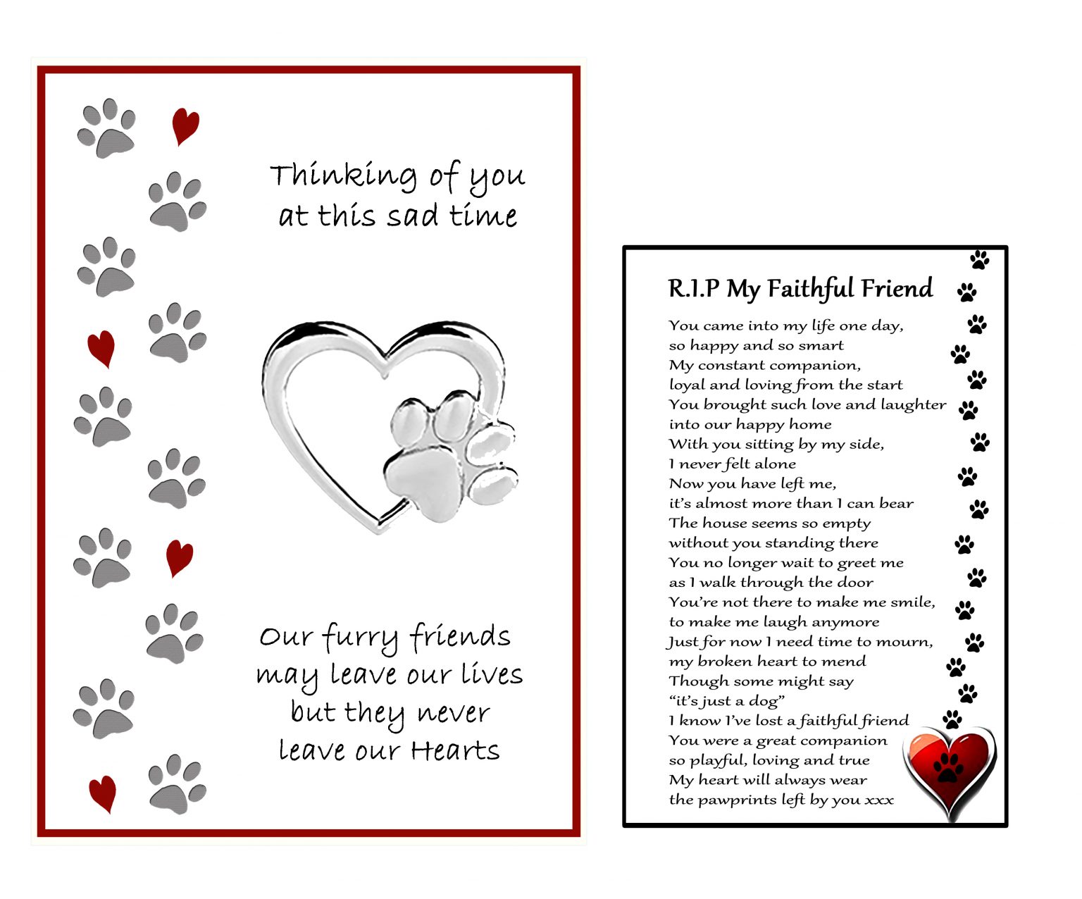 Dog Bereavement A5 Card and RIP My Faithful Friend Flexible Magnet ...