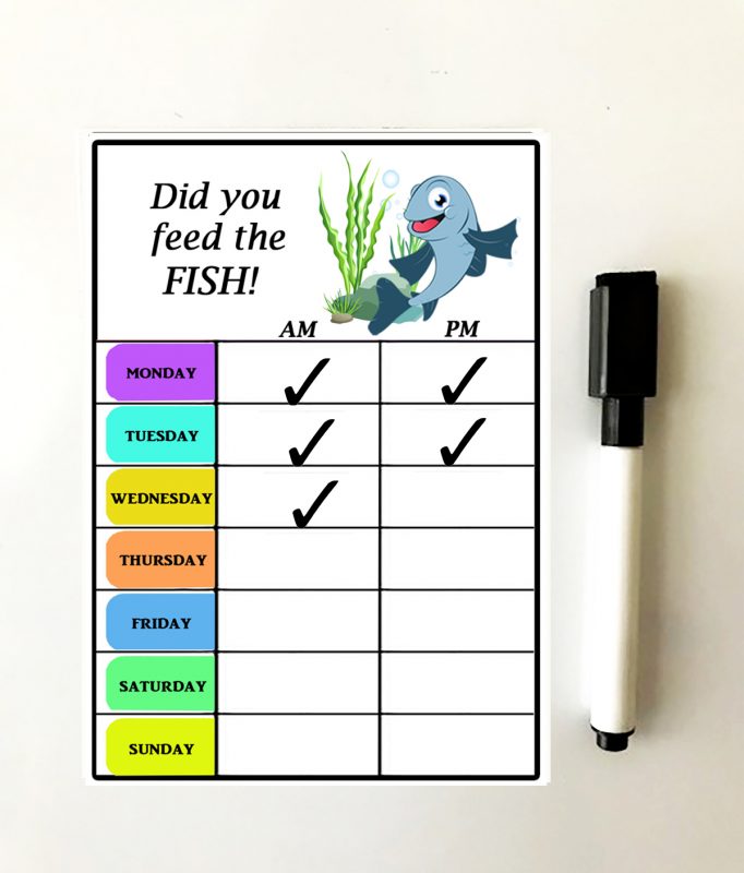 Fish Feeding Chart – Unique Dry Wipe Flexible Magnet with Magnetic ...